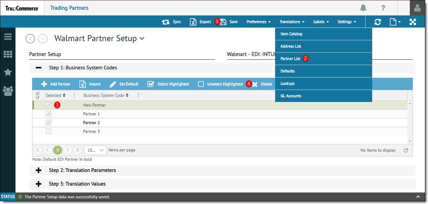Defining Partner Setup in Transaction Manager