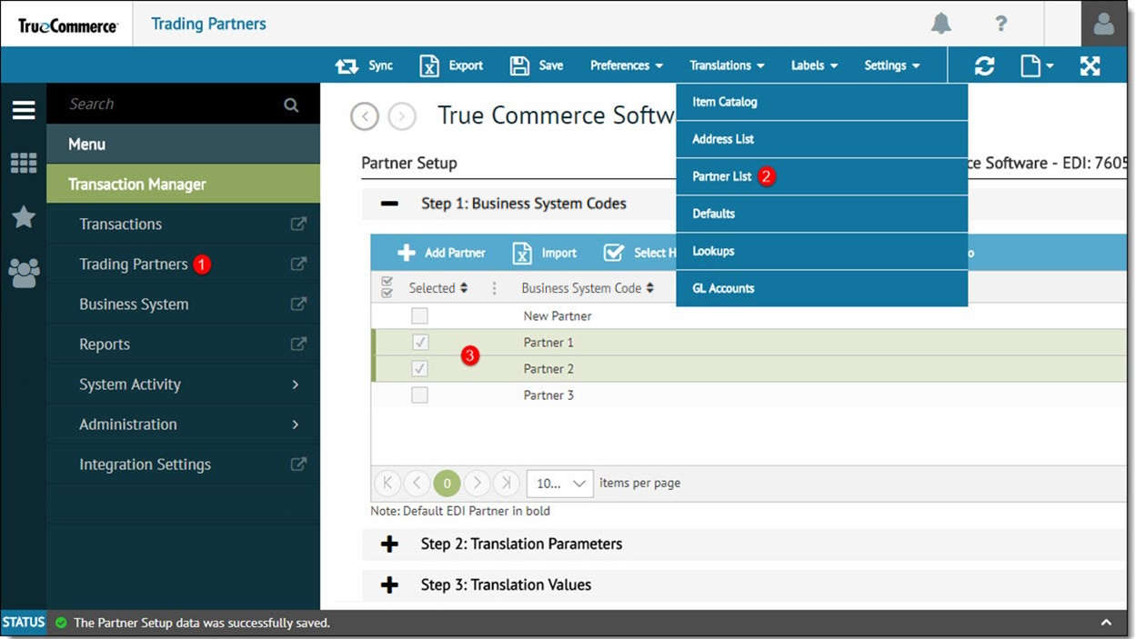 Setting the Parameters for the EDI Partners