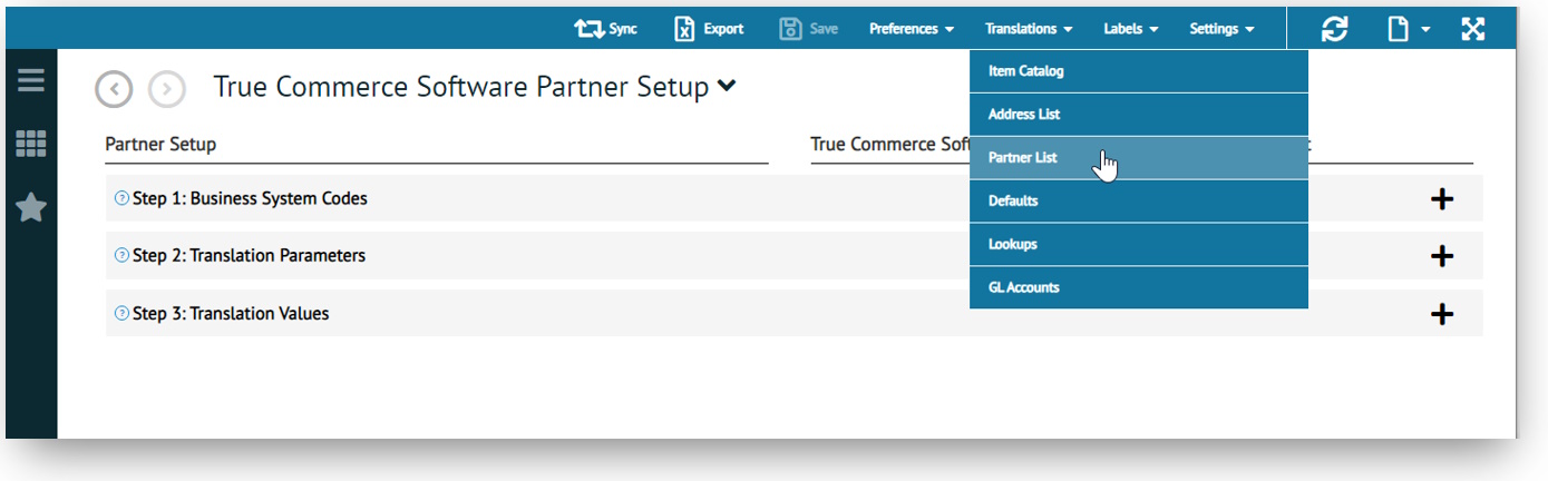 Defining Partner Setup in Transaction Manager