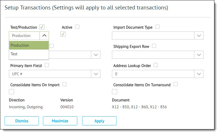 Changing a Transaction from Test to Production